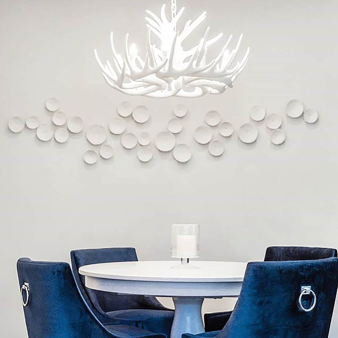 Large wall art installation set - 19 Abstract Frayed Porcelain Flowers ...