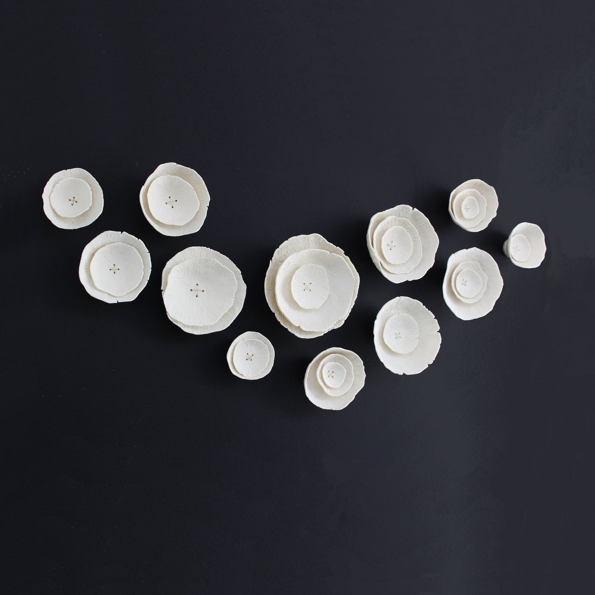 Abstract wall art Original 3D artwork Set of 12 ceramic porcelain hand ...