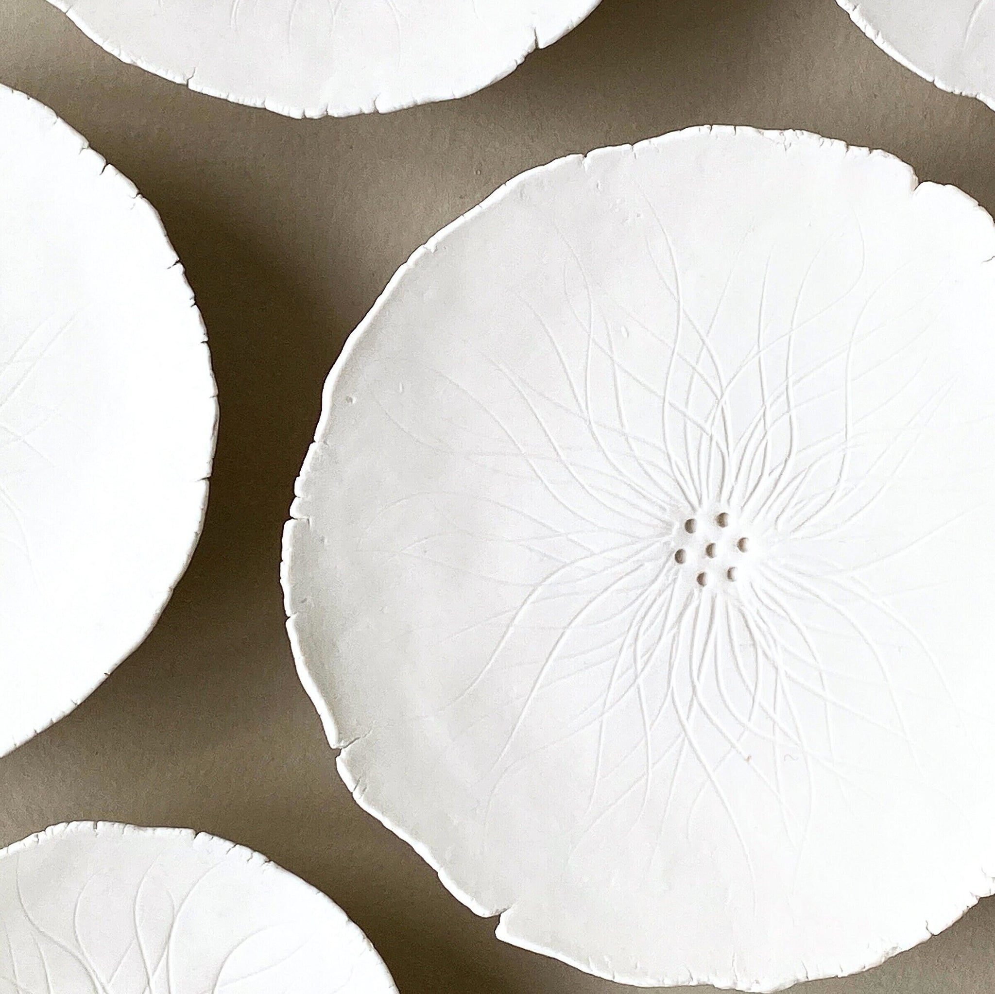 Large wall art installation set - 19 Abstract Frayed Porcelain Flowers ...